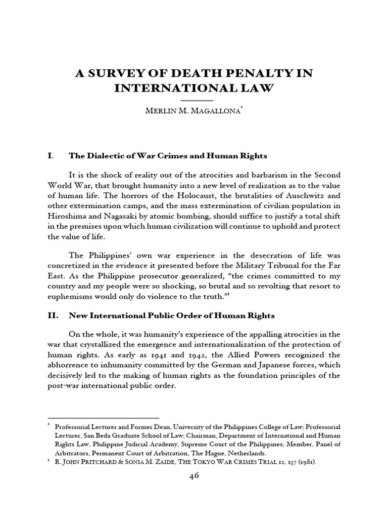 A Survey of Death Penalty in International Law | PDF | Capital ...