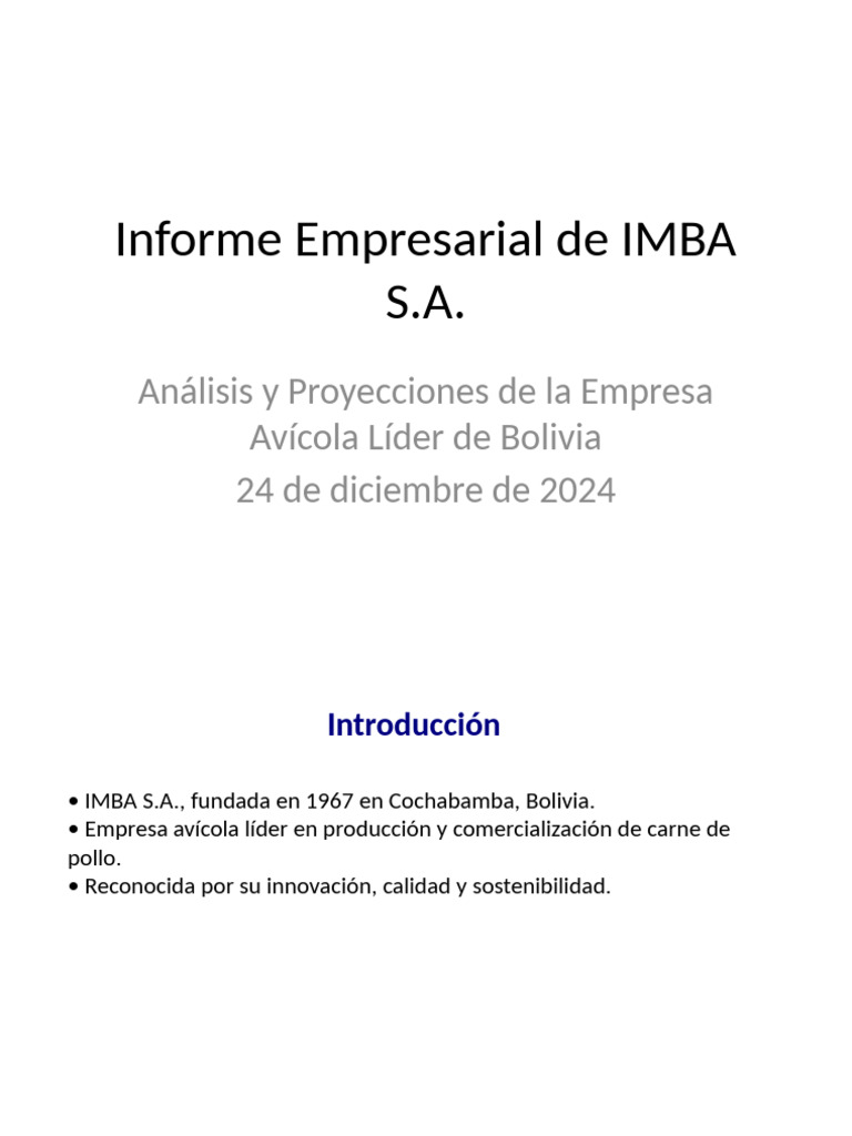 Informe Empresarial IMBA Mejorado | PDF