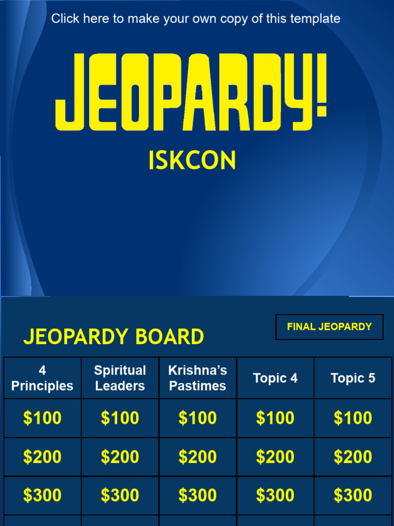 Customizable Jeopardy Game Template | PDF | Monotheistic Religions ...