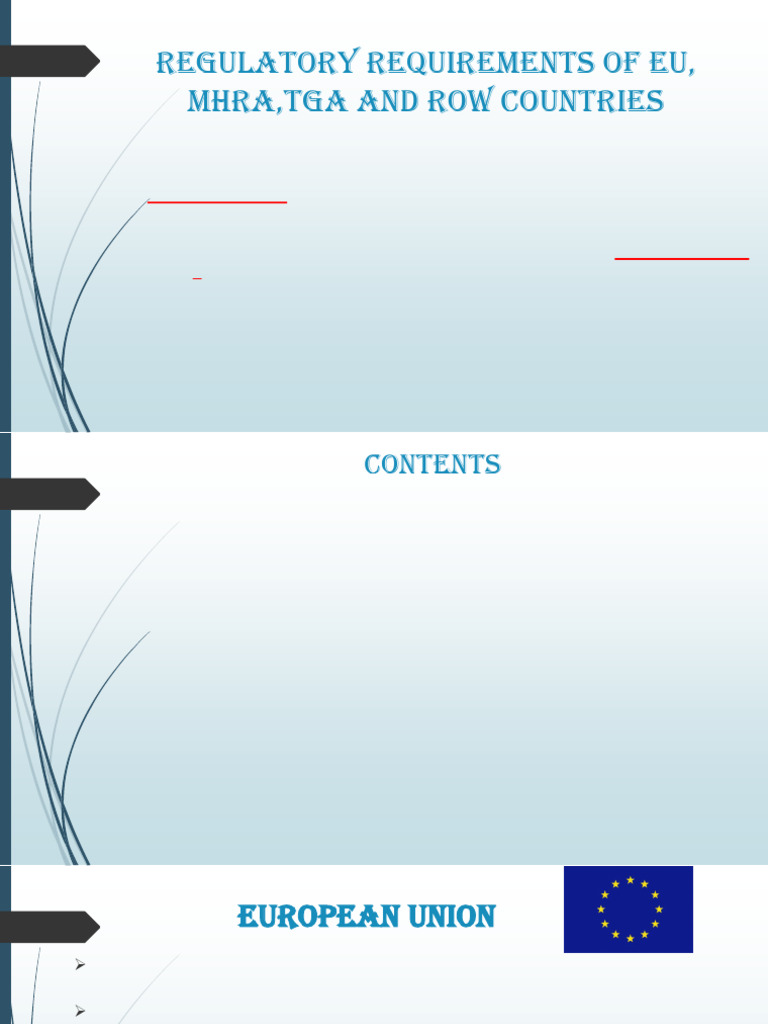 Regulatory Requirements of EU, MHRA, TGA, ROW | PDF | Generic Drug | Clinical Trial