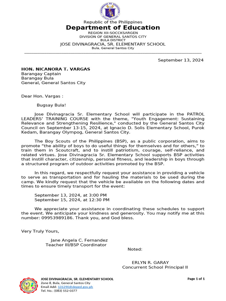 REQUEST-LETTER-TRUCK HAULING-BSP | PDF