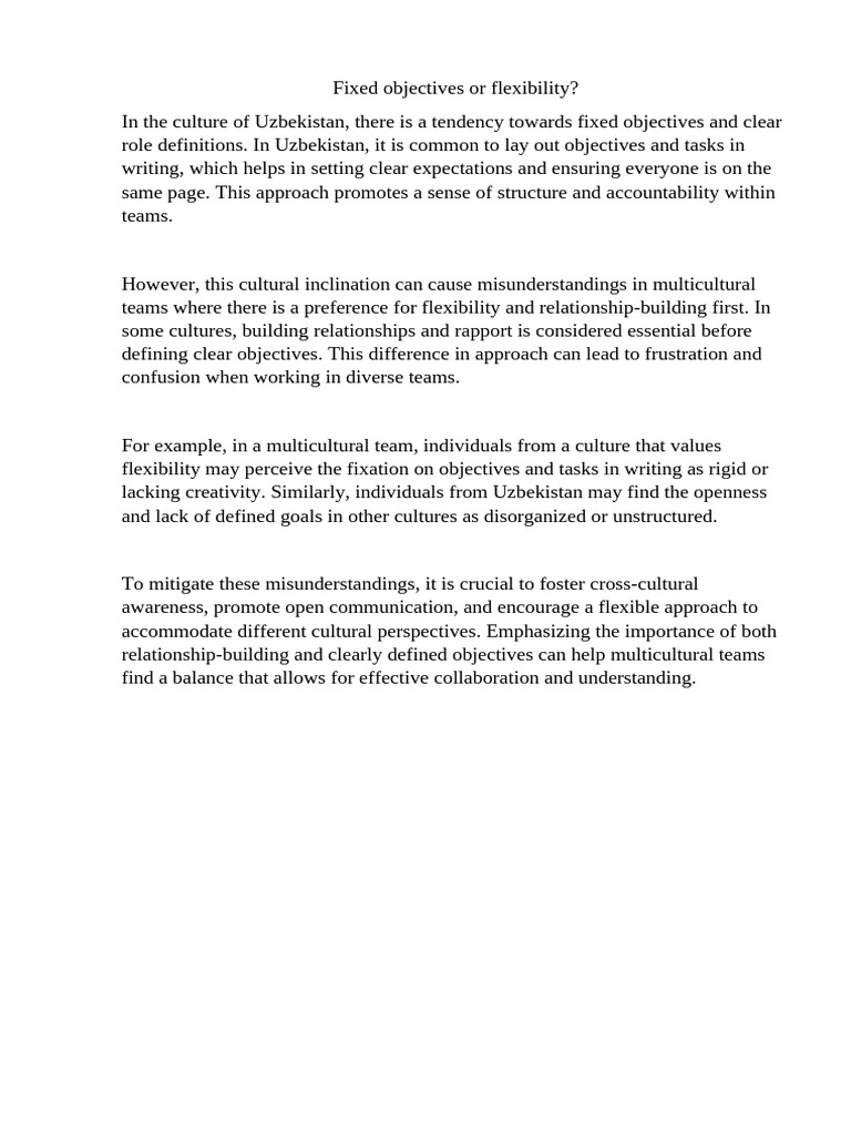 Fixed Objectives or Flexibility | PDF