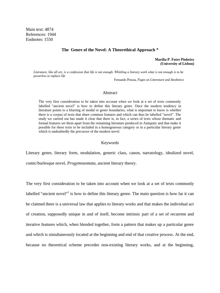 The Genre of Novel - DEF - 01!05!2012 | PDF | Genre | Rhetoric