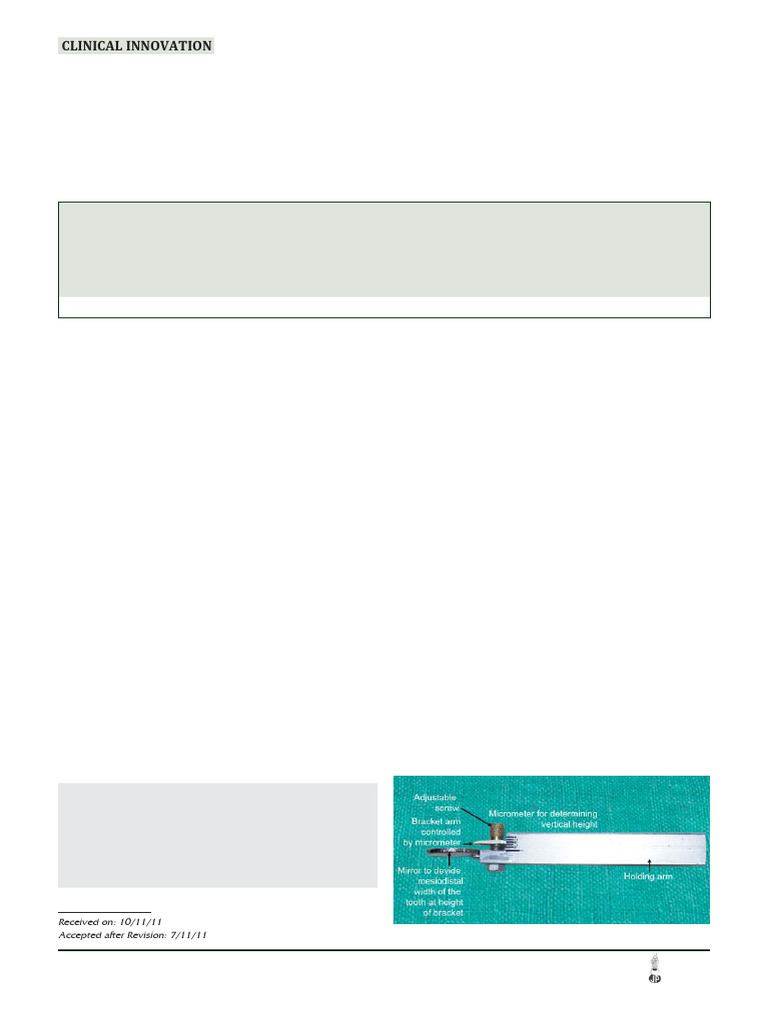 Bracket Positioning Gauge | PDF | Orthodontics | Dentistry Branches