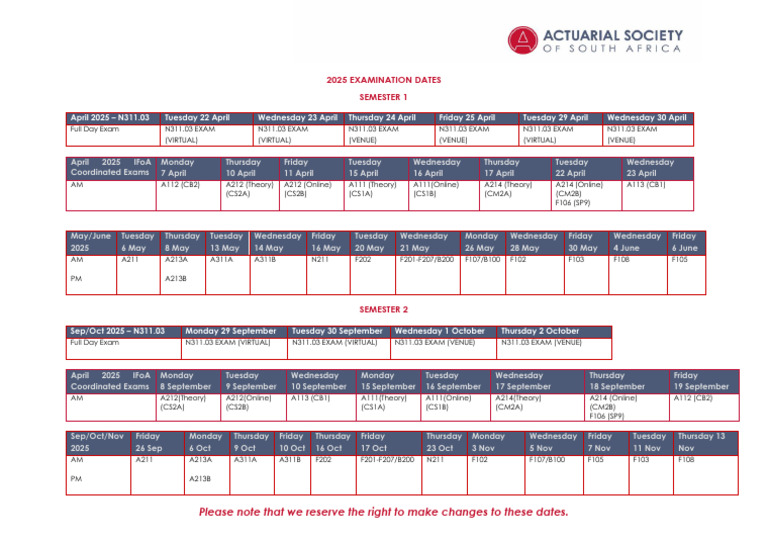 Exam Timetable 2025 | PDF