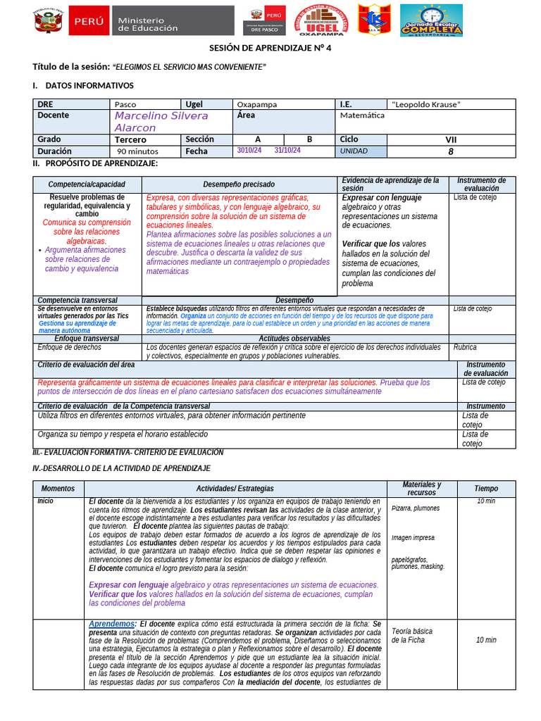 Elegimos El Servicio Mas Conveniente | PDF | Evaluación | Ecuaciones