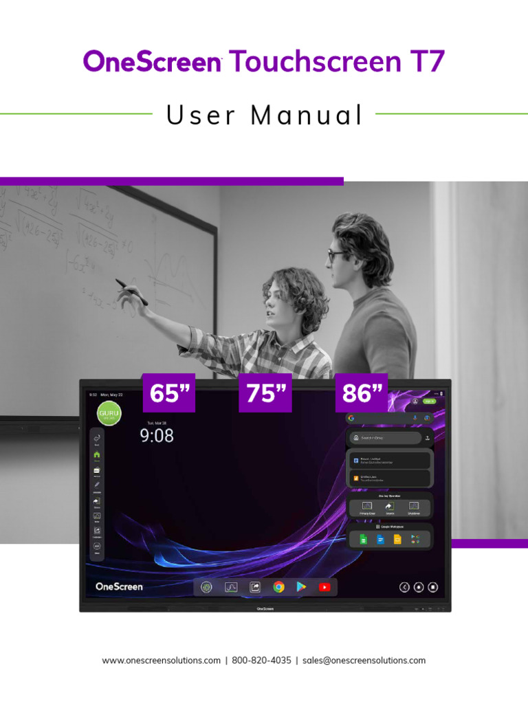 OneScreen T7 Touchscreen Manual | PDF | Mobile App | Icon (Computing)