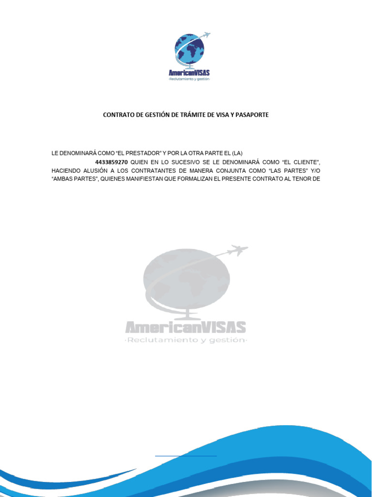 Luis Castillo Pedraza - Contrato - Ame | PDF | Visa de viaje ...