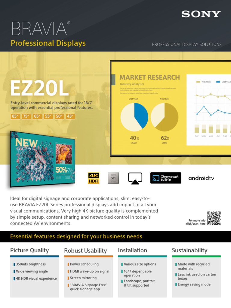 Sony BRAVIA EZ20L-Sell Sheet With Specs | PDF | Electronic Engineering ...