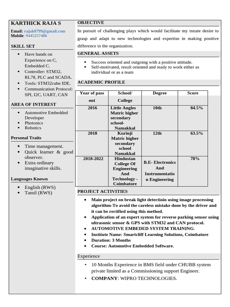 Karthick New Resume.. | PDF | Computing | Computer Engineering
