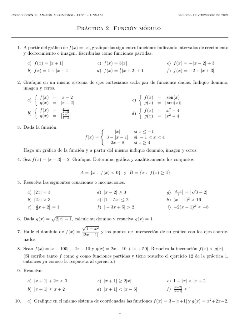 Practica 2 Funcion Modulo | PDF | Matemáticas | Análisis matemático