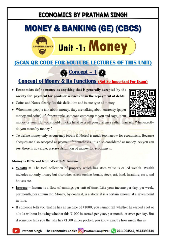 Unit-1 Money (Ge)-Pratham Singh (1) | PDF