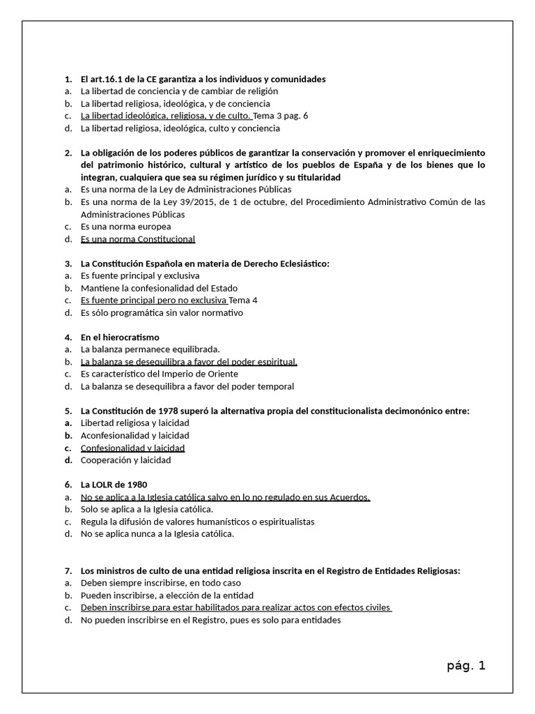 Ex Ã¡menes | PDF | Libertad de religión | Ley religiosa