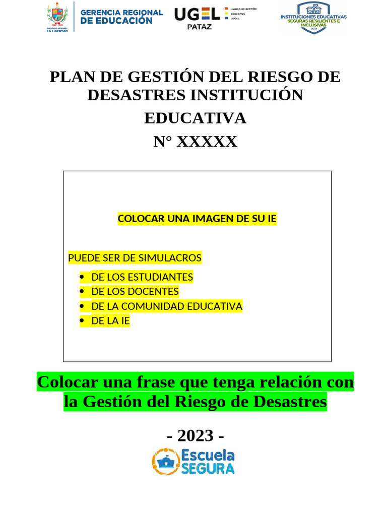 Esquema Plan de GRD - IIEE 2023 | PDF | Radiación | Adultos