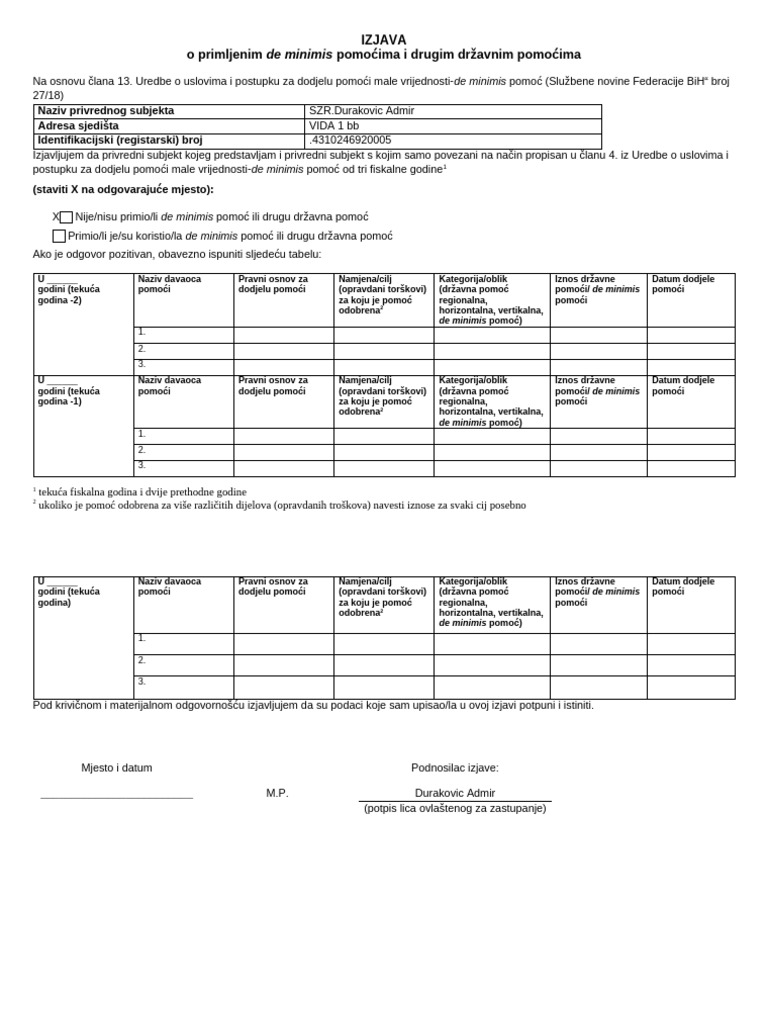 Izjava o Koristen Novo | PDF