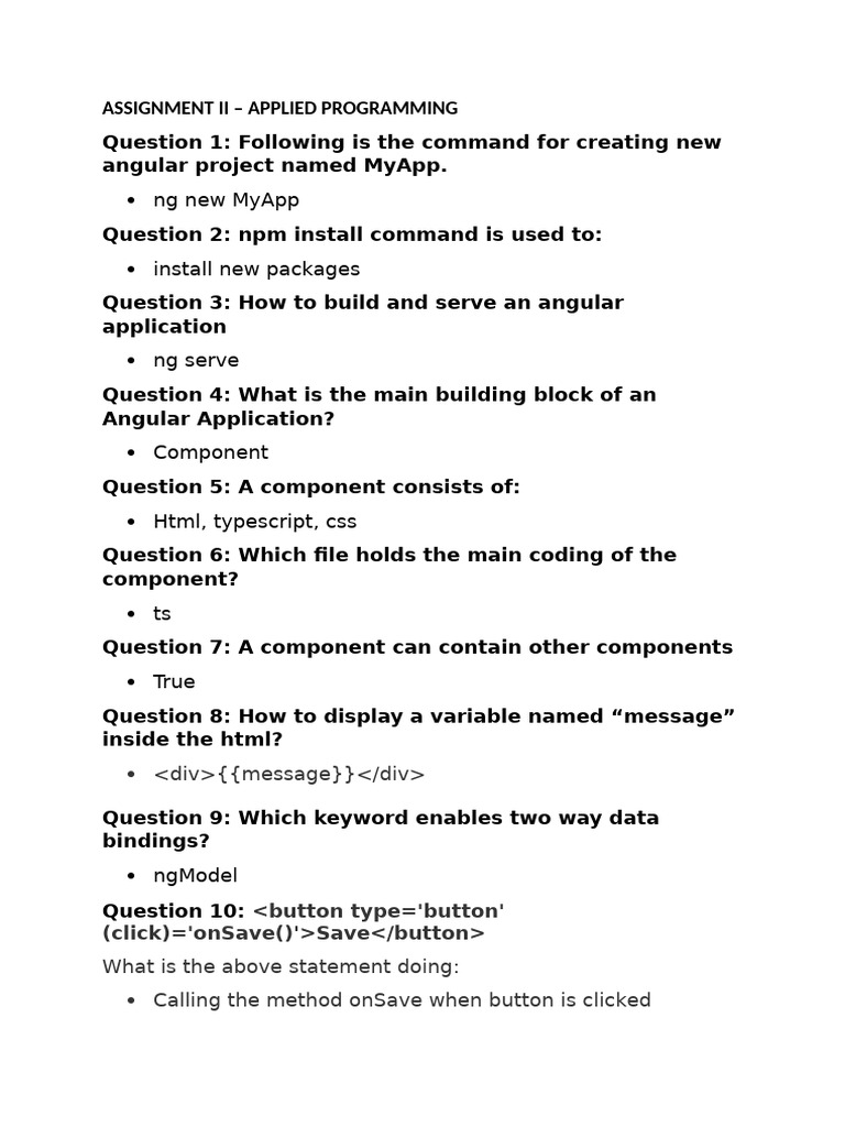 ASSIGNMENT II - Programming | PDF