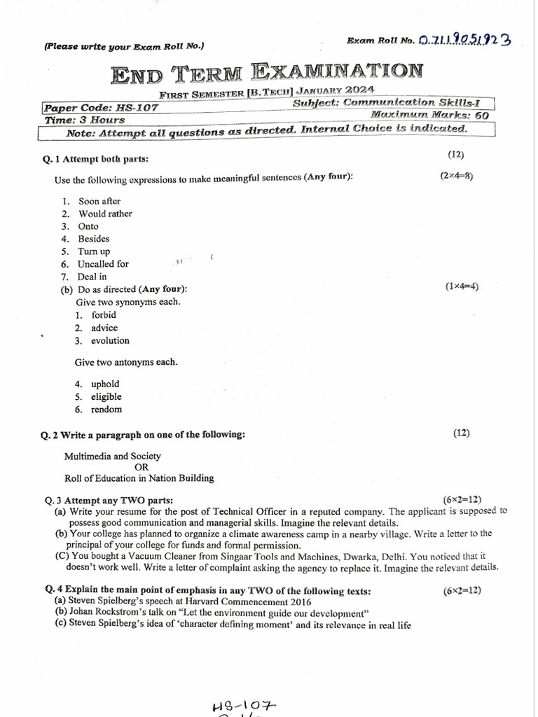 Endsem Pyq 1semester 2023 | PDF