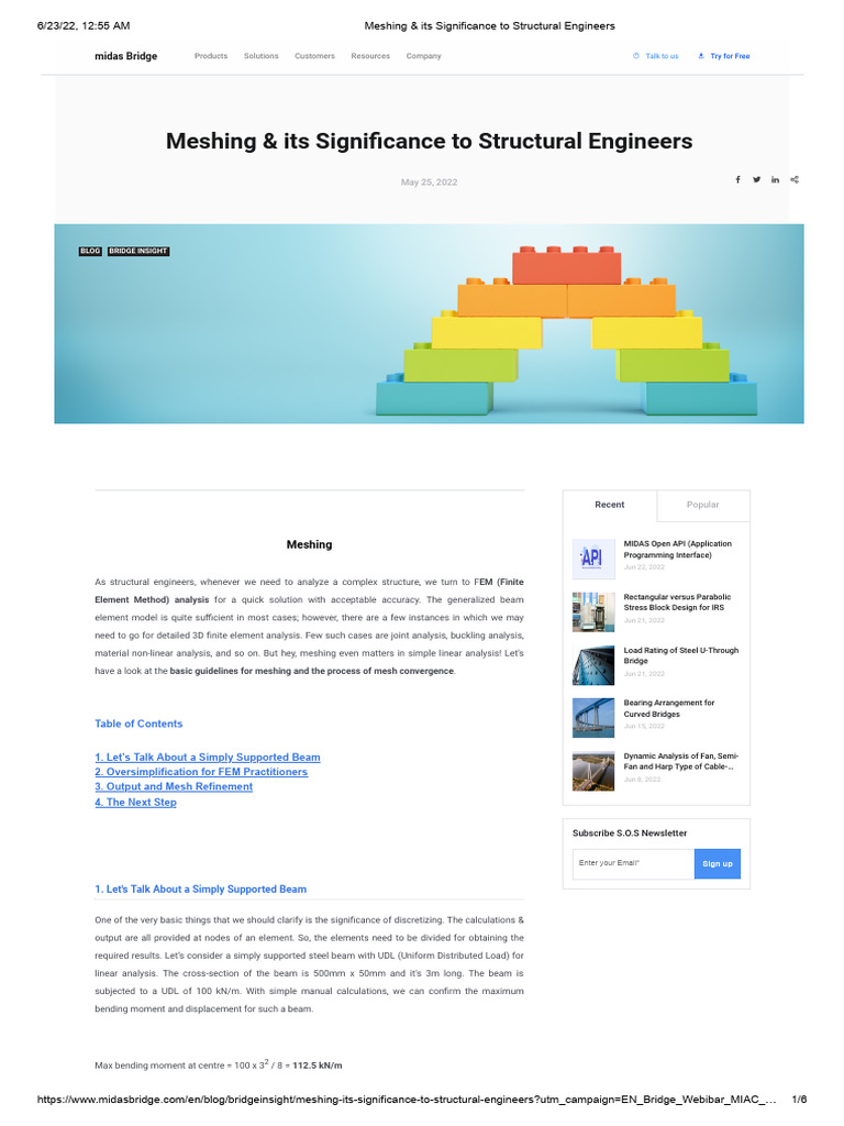 Meshing And Its Significance To Structural Engineers Pdf Bending