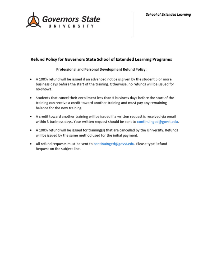 GSU Refund Policy | PDF