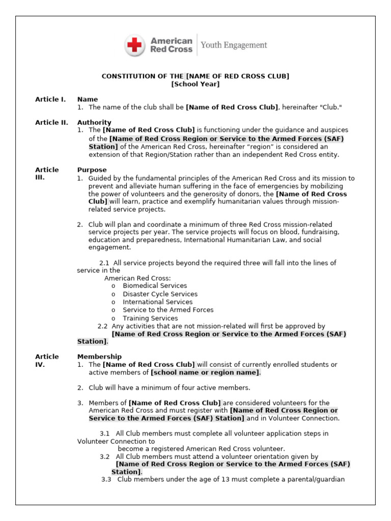 RCC Constitution Template | PDF | Fundraising | American Red Cross