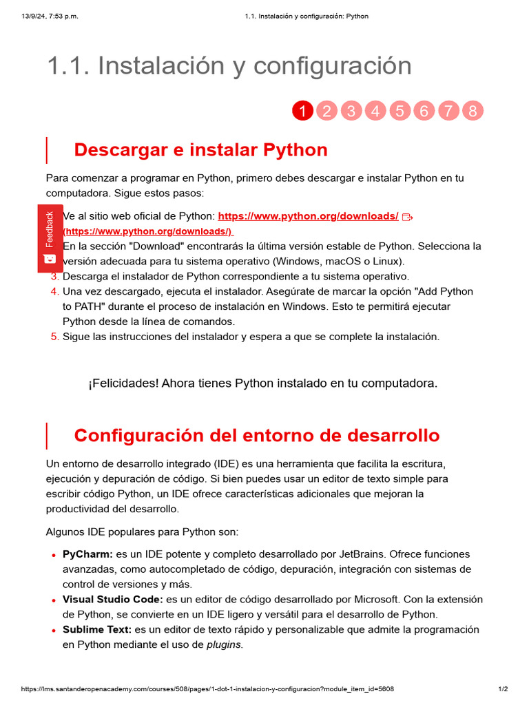 1.1. Instalación y configuración_ Python | PDF | Entorno de desarrollo integrado | Informática