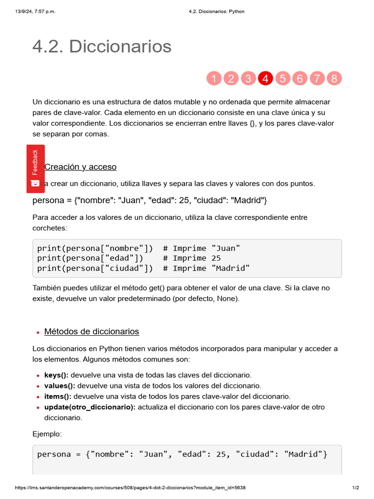 4.2. Diccionarios - Python | PDF | Python (lenguaje de programación ...