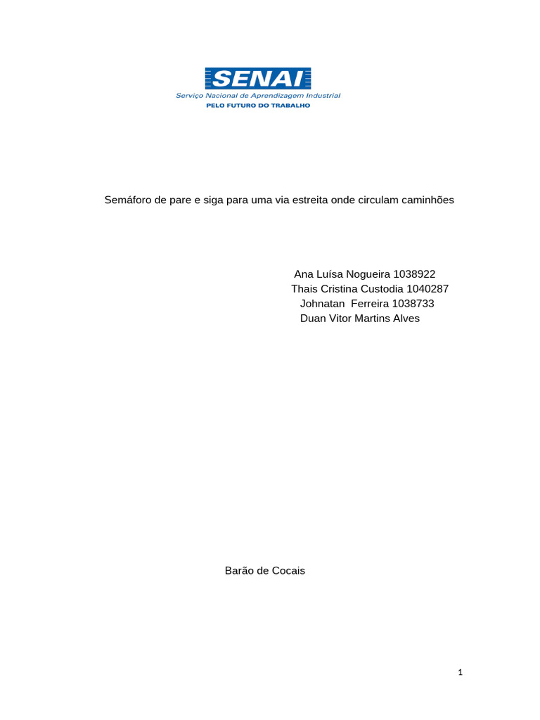 trabalho final | PDF | Tráfego | Semáforo