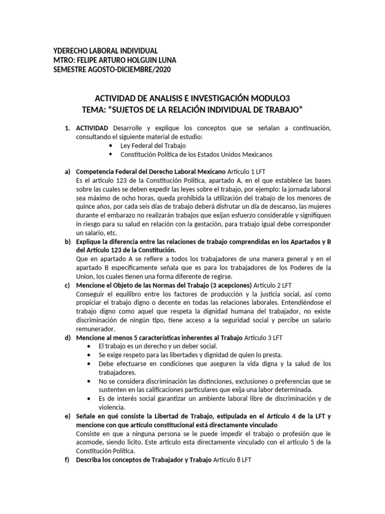Copia de MODULO3 ACT | PDF | Derecho laboral | Dignidad