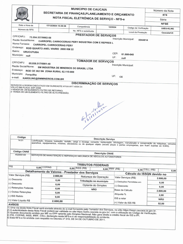 NSF 874 Req 42026 Carropel Carrocerias Pery | PDF
