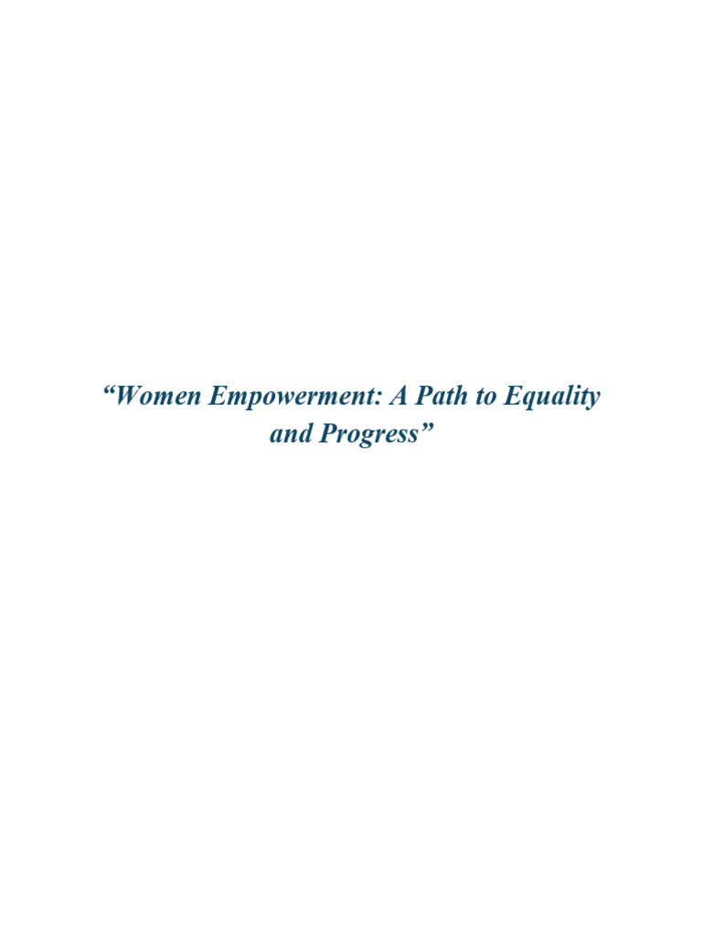 Women Empowerment: Equality and Progress | PDF | Empowerment | Gender ...
