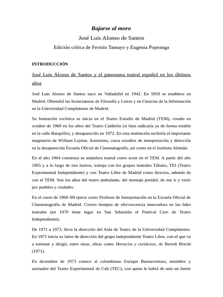 01 BAJARSE AL MORO_ED_Fermin Tamayo y Eugenia Popeanga | PDF | Teatro ...
