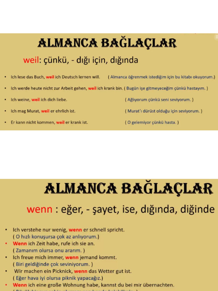 Almanca Baglaclar Tablosu