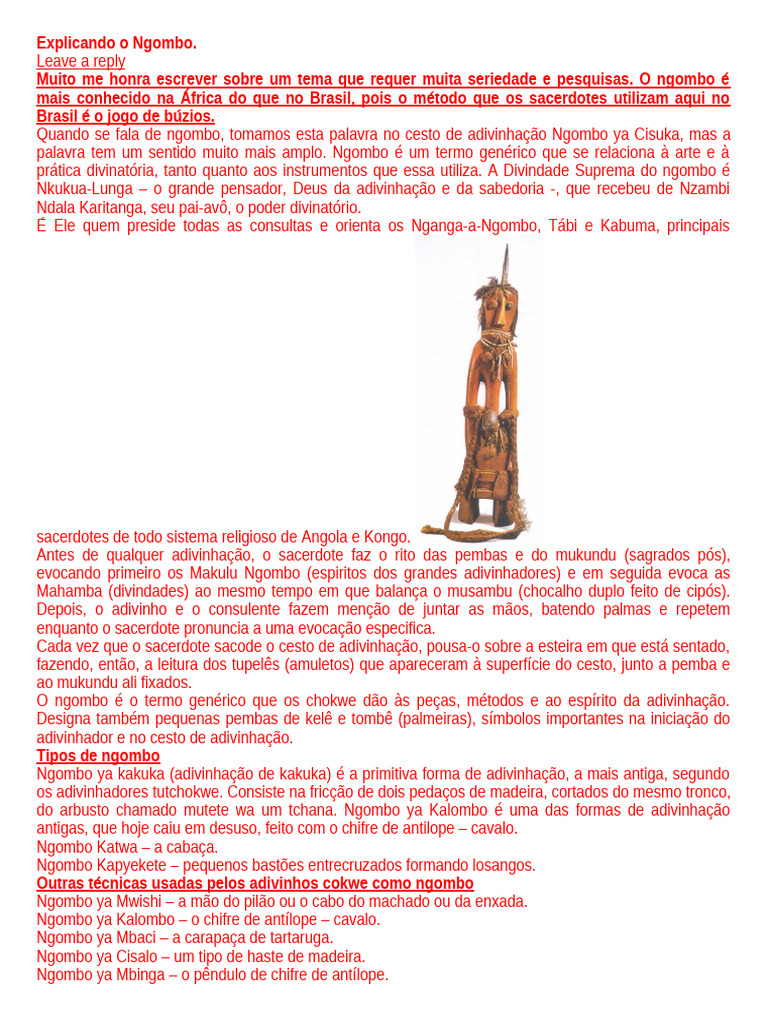 Búzio - Bantu - Ngombo - Explicando o Ngombo | PDF | Caça