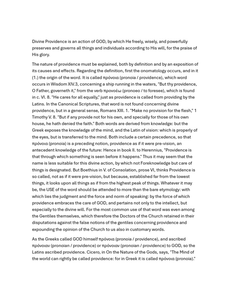 Understanding Divine Providence Explained | PDF | Predestination | God