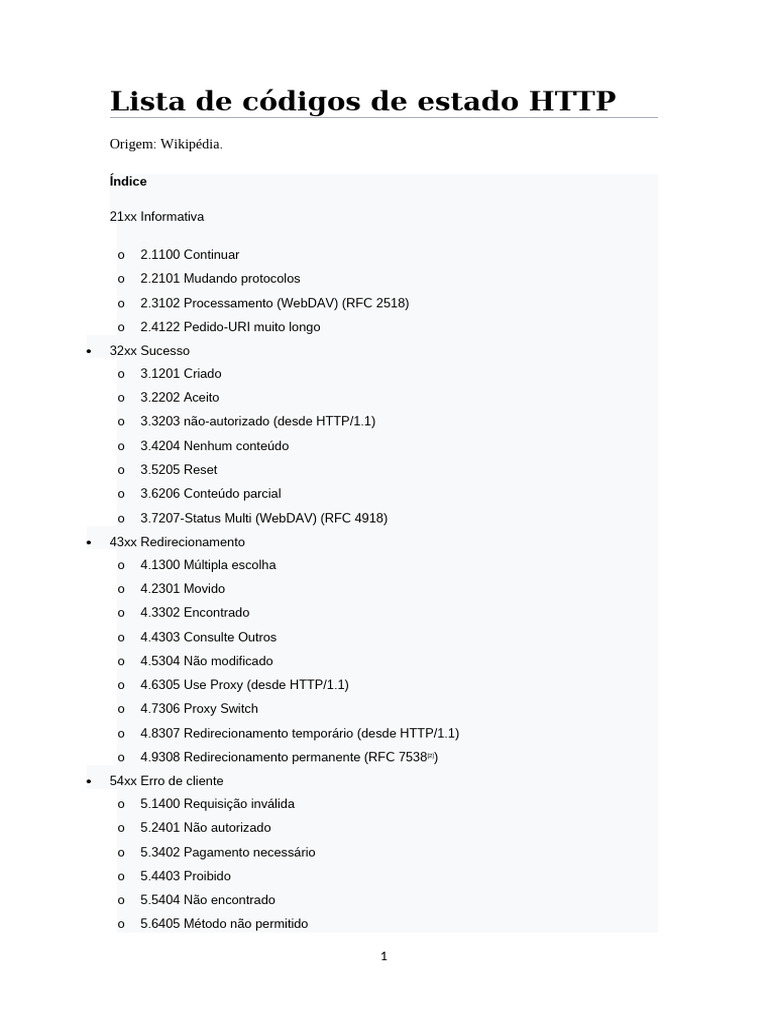 Códigos de Status HTTP Explicados | PDF | Engenharia de Software ...