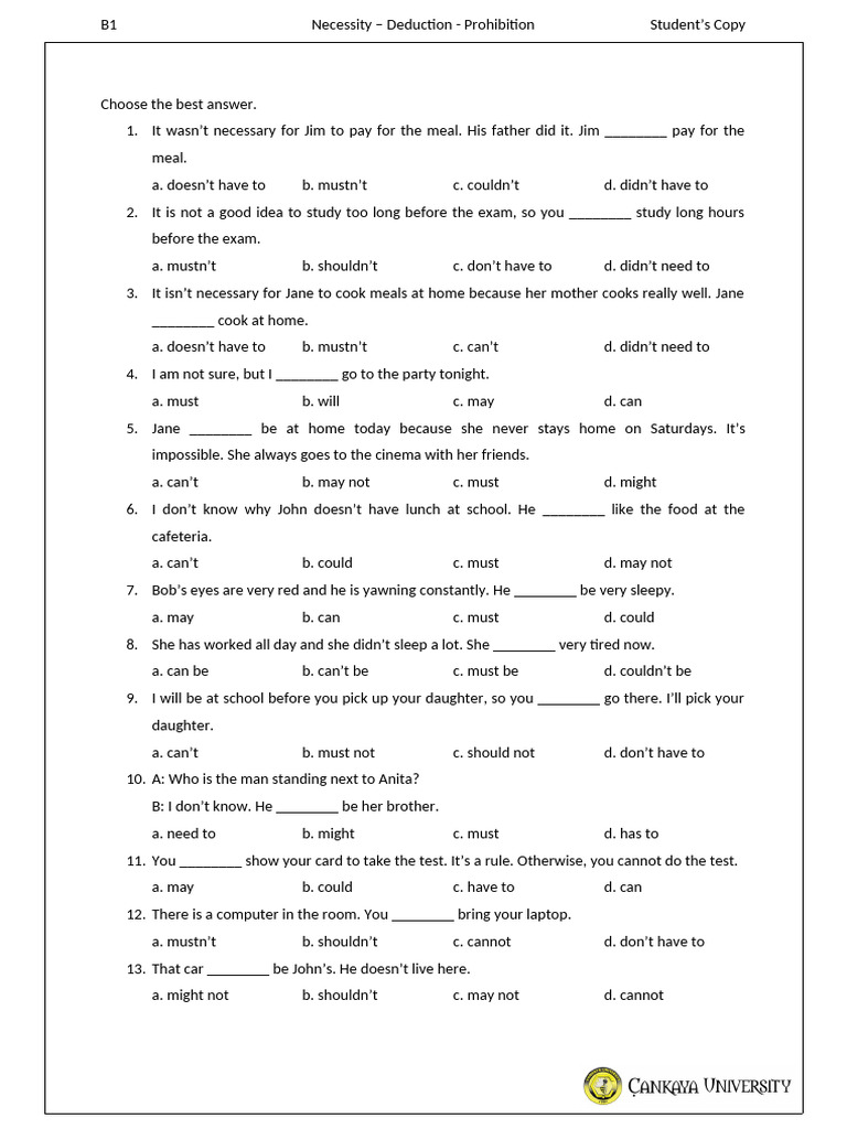 Modals Review - B1mod001s | PDF
