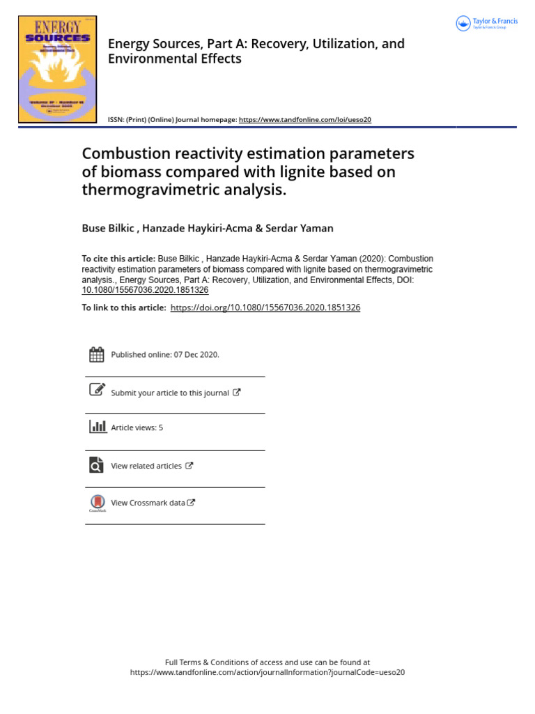Combustion Reactivity Estimation Parameters of Biomass Compared With Lignite Based On ...