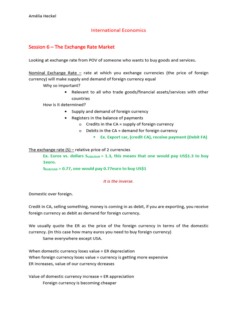 International Economics Final Revision | PDF | Exchange Rate ...