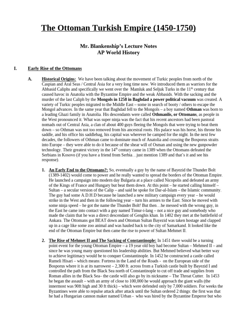 Mr. B's Lecture On The Ottoman Turkish Empire | PDF | Vlad The Impaler ...