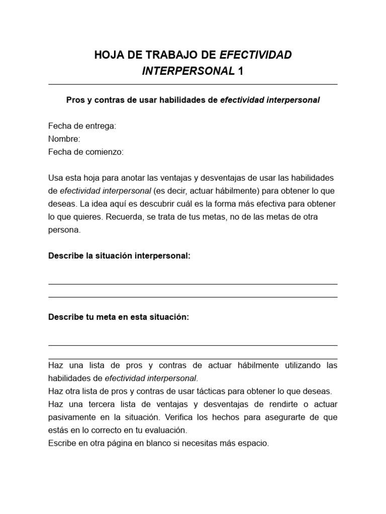 Pros y Contras de Habilidades Interpersonales | PDF
