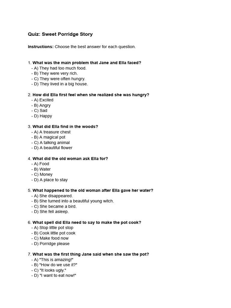 Sweet Porridge Story | PDF