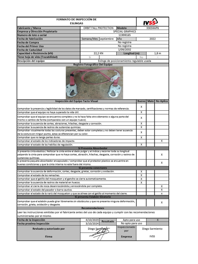 Eslinga Orbit de Posicionamiento 11999165. | PDF | Materiales