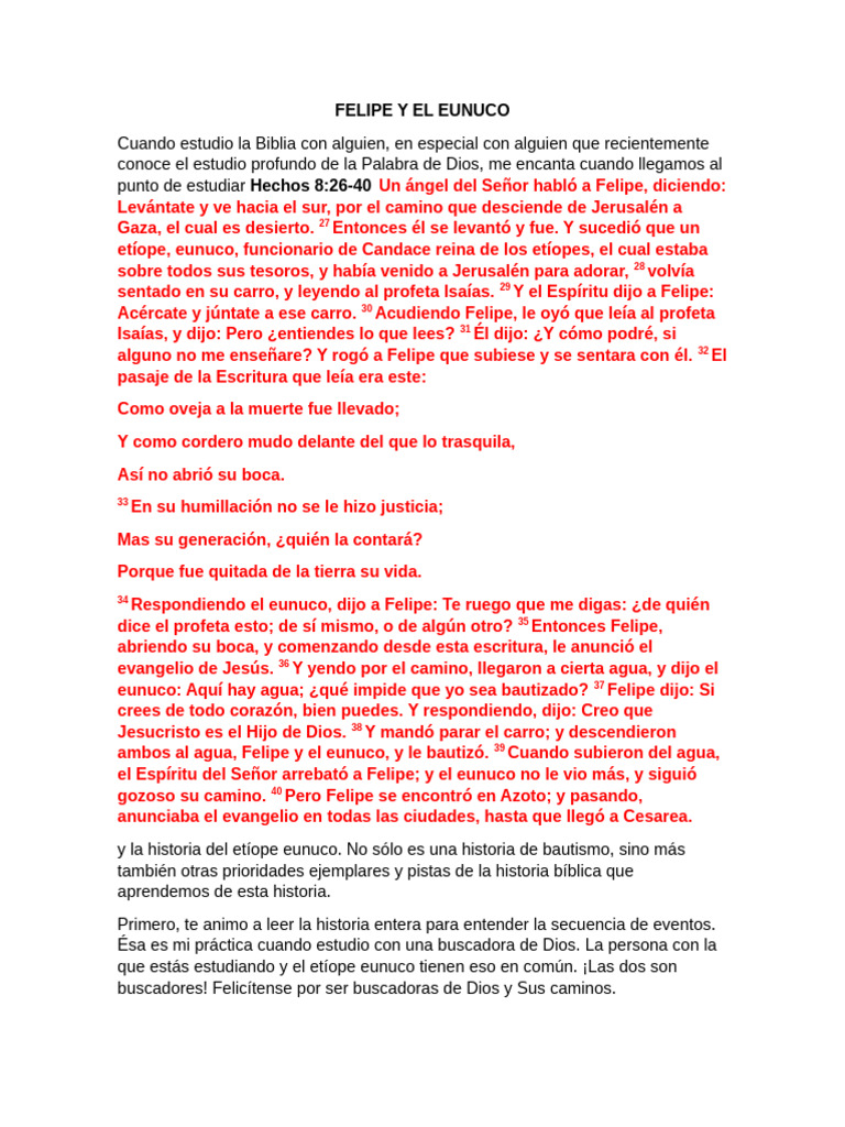 Felipe y El Eunuco | PDF | Jesús | Biblia