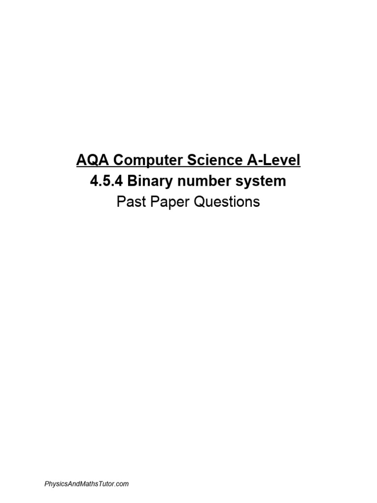 AQA A-Level Binary Number System Questions | PDF