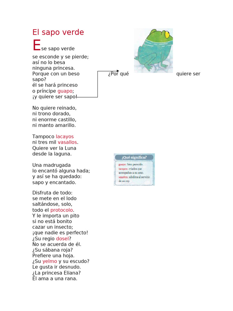 Poema del Sapo Verde y su Encanto | PDF