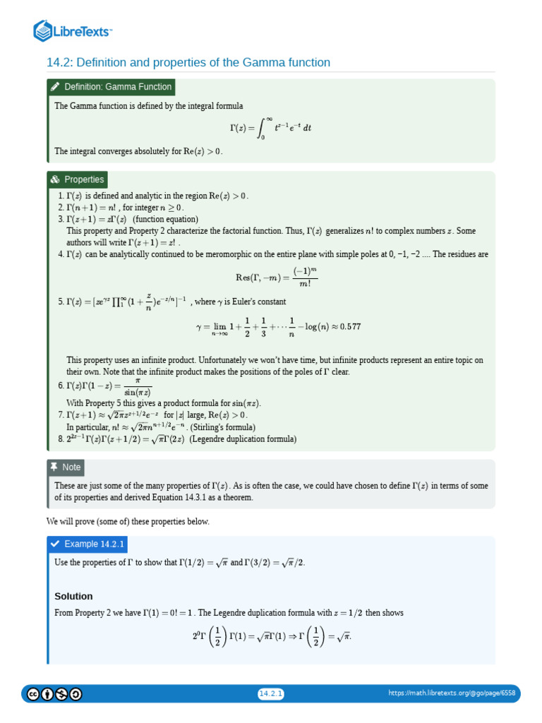 Definition and Properties of The Gamma Function | PDF | Combinatorics | Discrete Mathematics