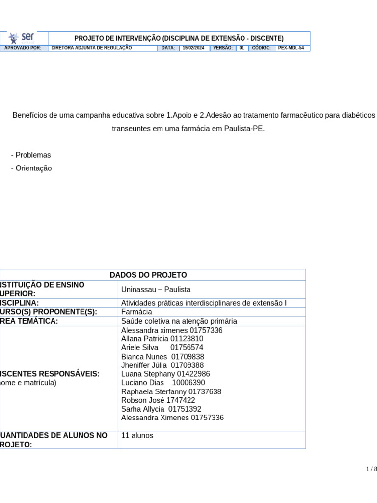PEX MDL 54 Atualizado | PDF | Diabetes | Farmacêutico