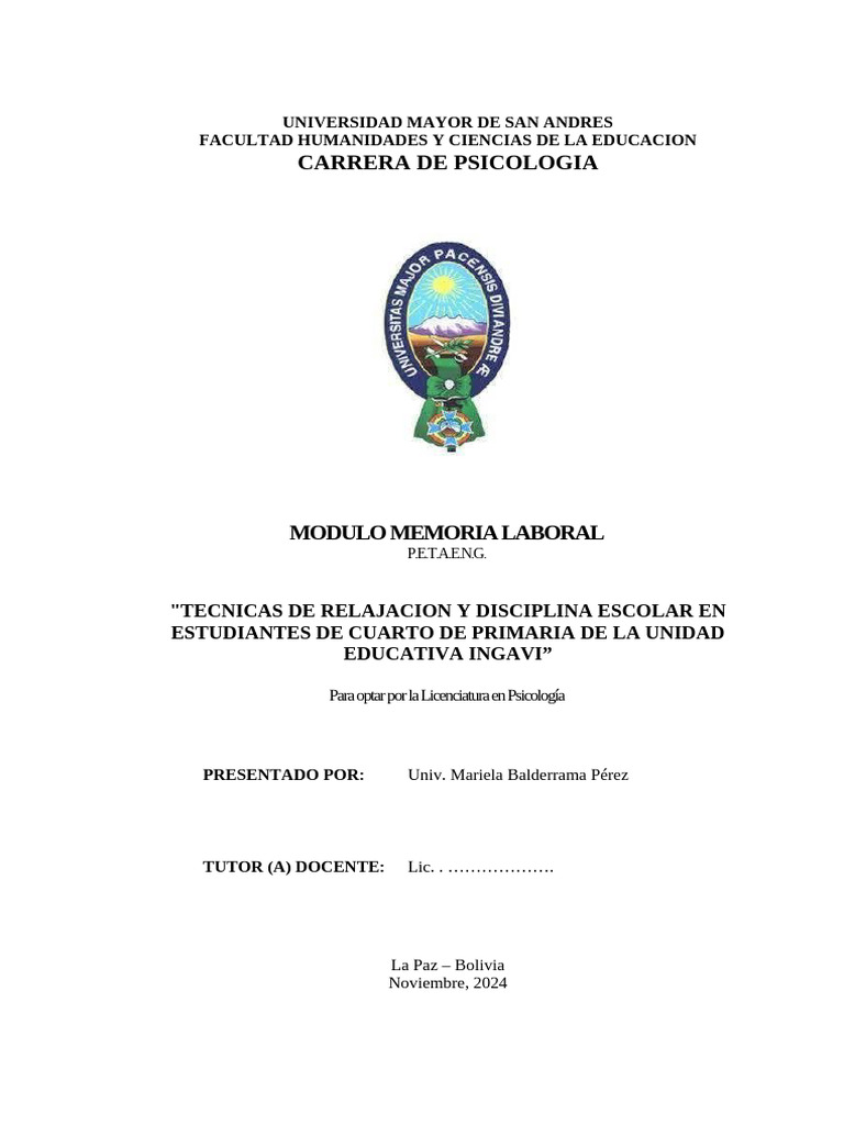 Caratula Final Módulo Memoria Laboral | PDF