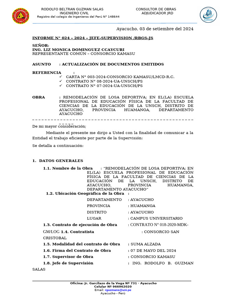 Informe - 024 - RECOPILACION DE DOCUMENTOS EMITIDOS | PDF
