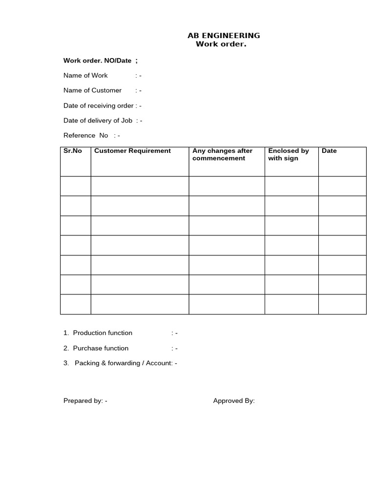 Work Order Ab Engg | PDF
